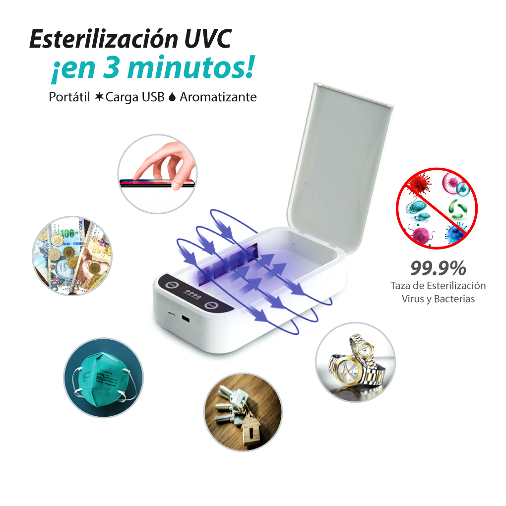 Caja esterilizadora por luz ultravioleta uvc portátil 9W - Alltop